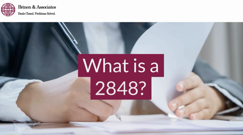What is a 2848? - Brinen & Associates